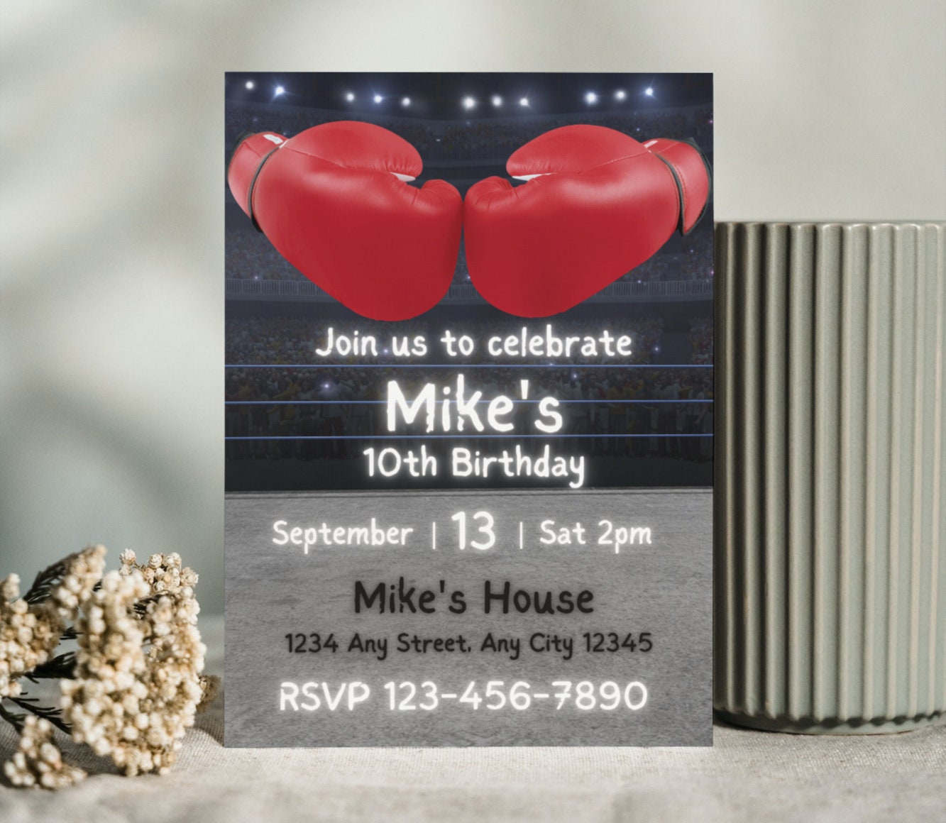 Boxing Birthday Invitation, Boxing Invite, Printable Boxing Invite ... Boxing Birthday Invitation, Boxing Invite, Printable Boxing Invite ...