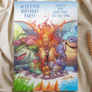 Charizard Pokemon Birthday Invitation Pokemon Invite Canva - Etsy
