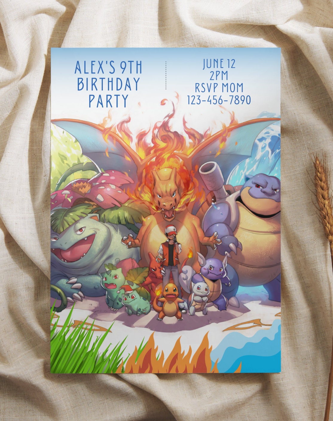 Charizard Pokemon Birthday Invitation Pokemon Invite Canva - Etsy
