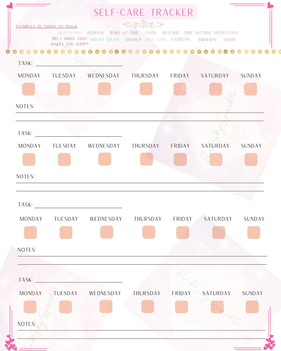 Simple Customizable Self-care Tracker Self Care PDF Mental Health ...