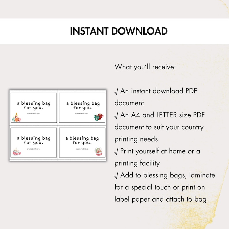 Printable Christmas Holiday Blessing Bag Encouragement Cards Labels ...