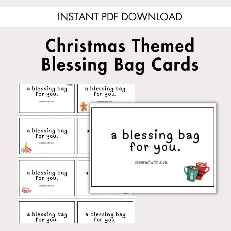 Printable Christmas Holiday Blessing Bag Encouragement Cards Labels ...