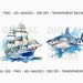 40+ Ocean Nautical Watercolor Clipart PNG Dolphin Shark Seashell Waves ...
