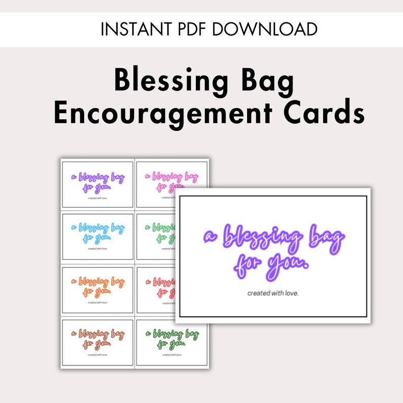 Printable Blessing Bag Encouragement Cards Labels Homeless Hygiene Kit ...