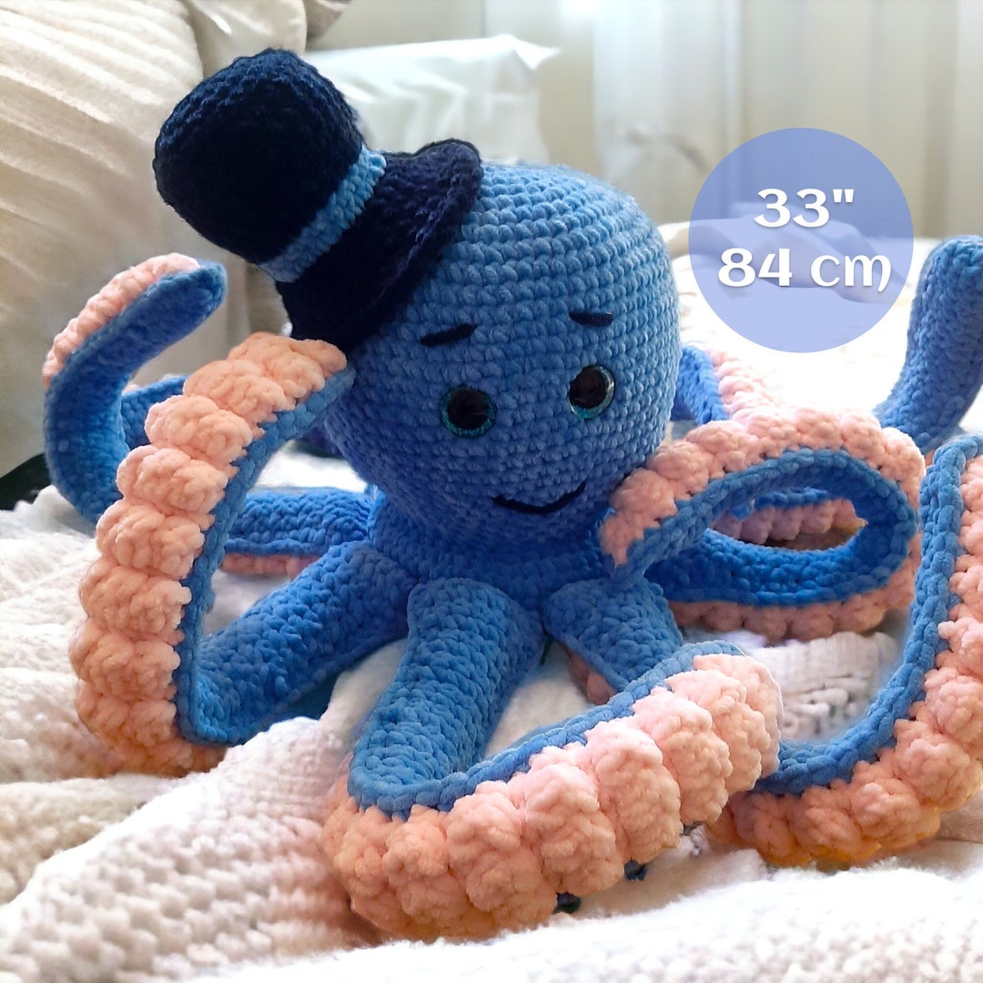 Giant Amigurumi Plush Octopus Crochet Toy, Large Cuddle Marine Creature ...