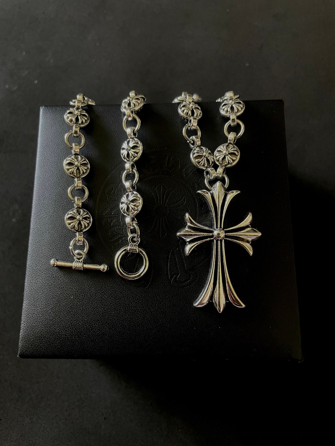 CH Gothic Style Y2K Punk Necklace Chrome Silver Choke Chain Pendant ...