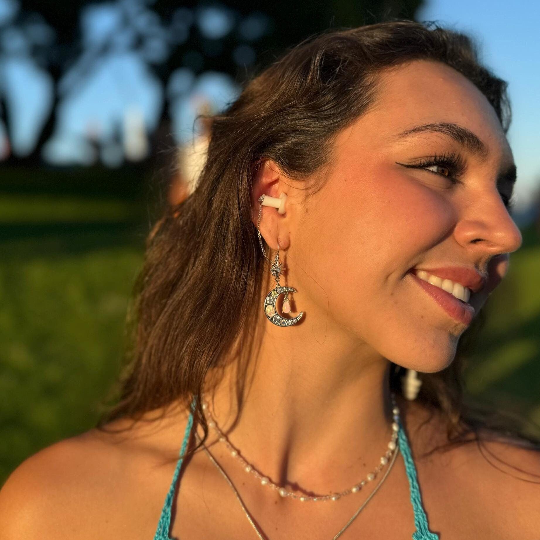 Ear Plug Earrings - Crystal Moons - Etsy