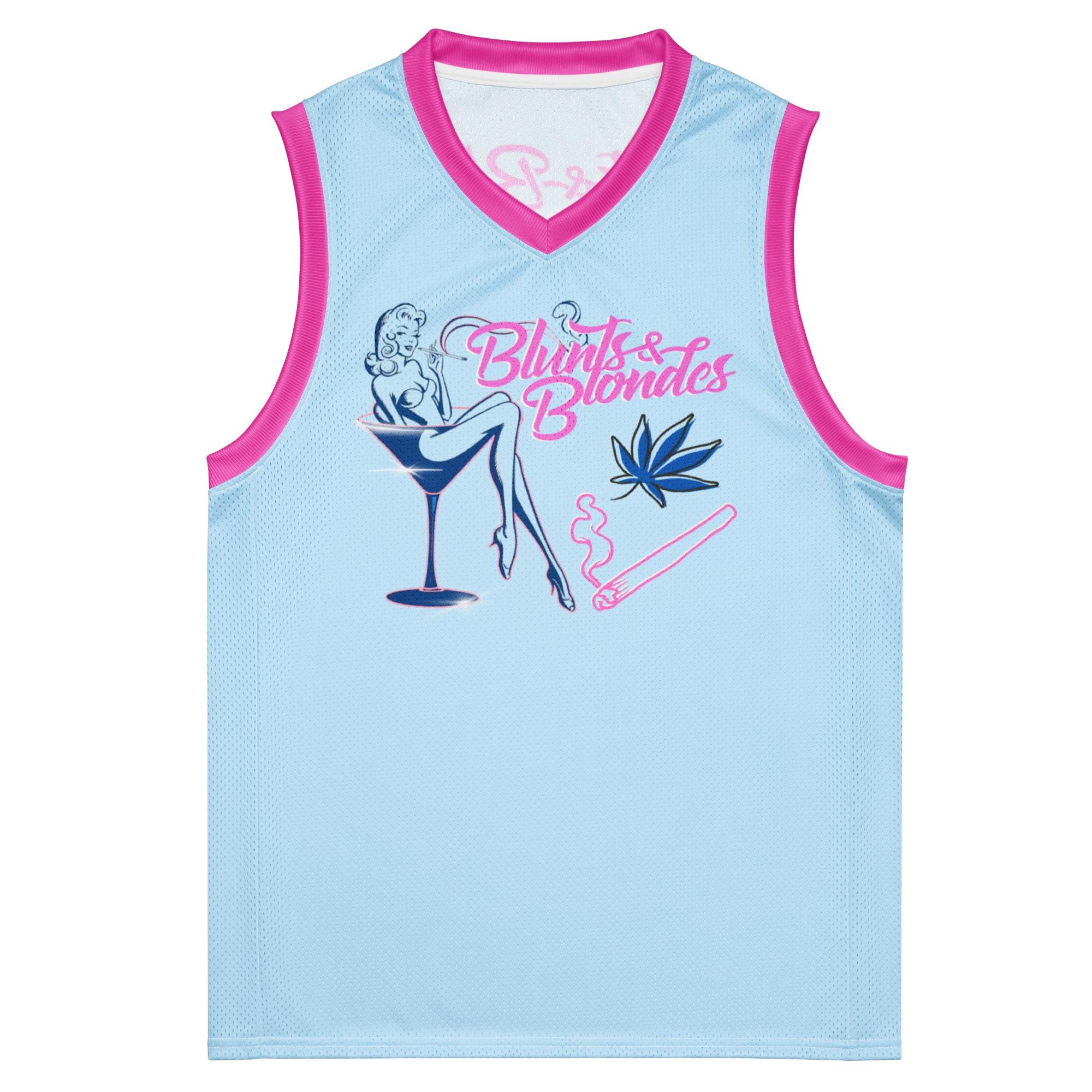 Blunts and Blondes Inspired Basketball Jersey – Blue & Pink Rave ...
