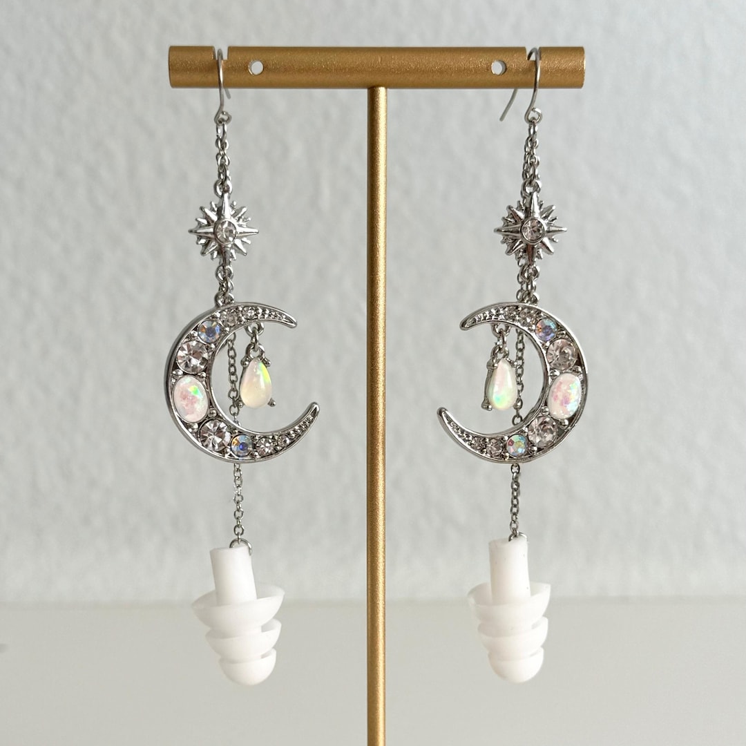 Ear Plug Earrings - Crystal Moons - Etsy