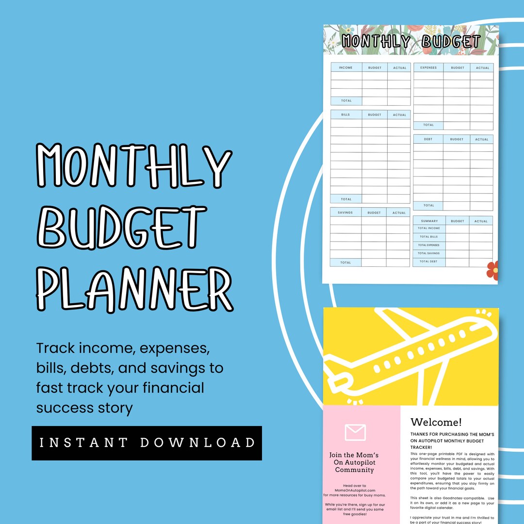 Monthly Budget Tracker Floral Budget Spreadsheet Budgeting - Etsy
