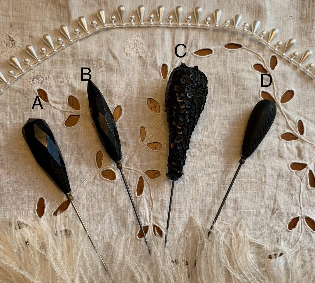 Antique Black Mourning Hat Pins - Etsy