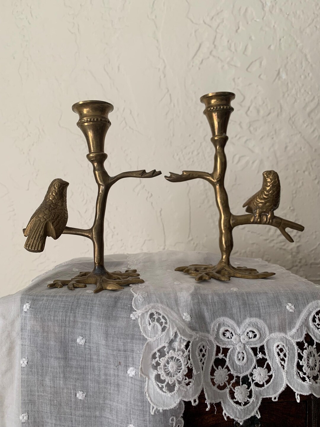 Brass Bird Candlestick Pair - Etsy