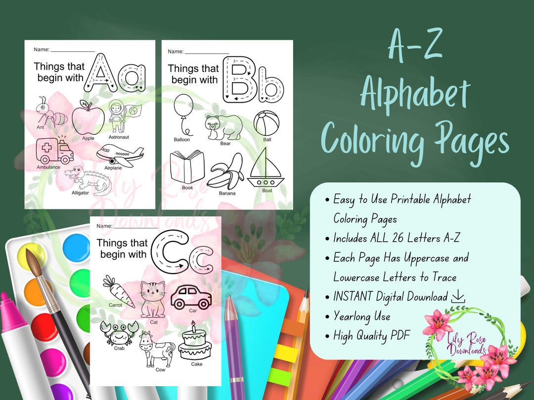Alphabet Coloring Pages, Preschool Printables, A-Z Coloring Pages ...