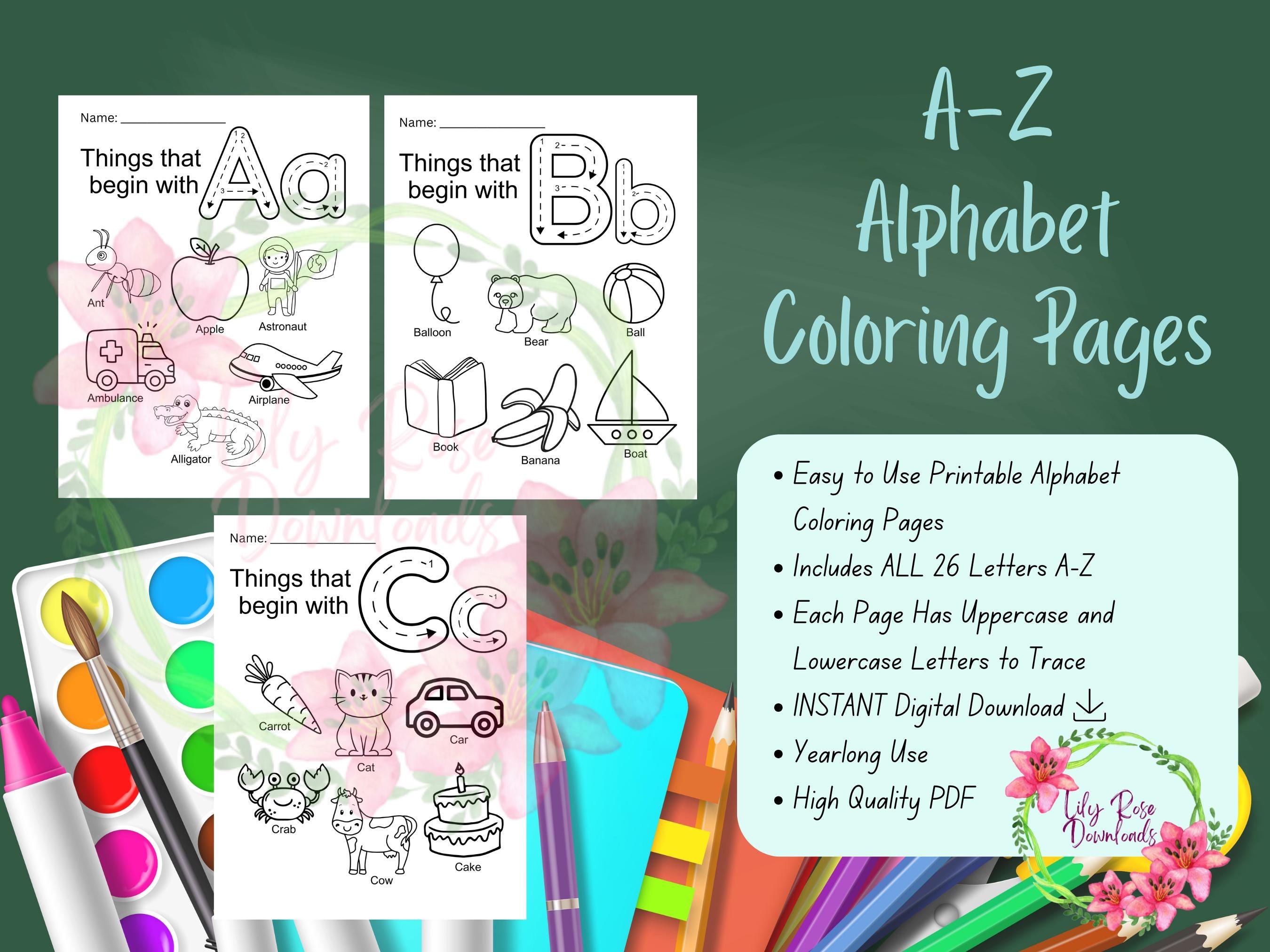 Alphabet Coloring Pages, Preschool Printables, A-Z Coloring Pages ...