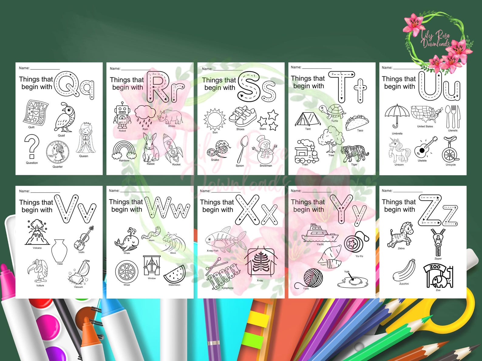 Alphabet Coloring Pages, Preschool Printables, A-Z Coloring Pages ...