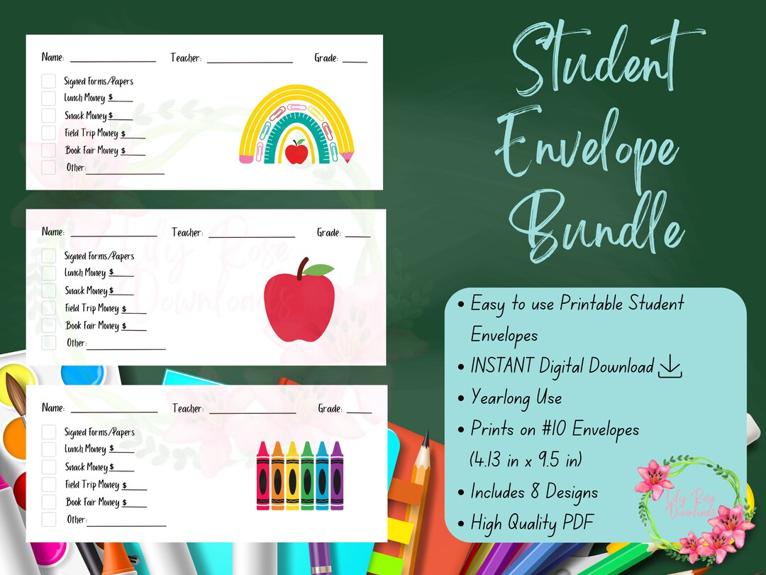 Student Envelopes for School/daycare, Instant Download, Printable ...