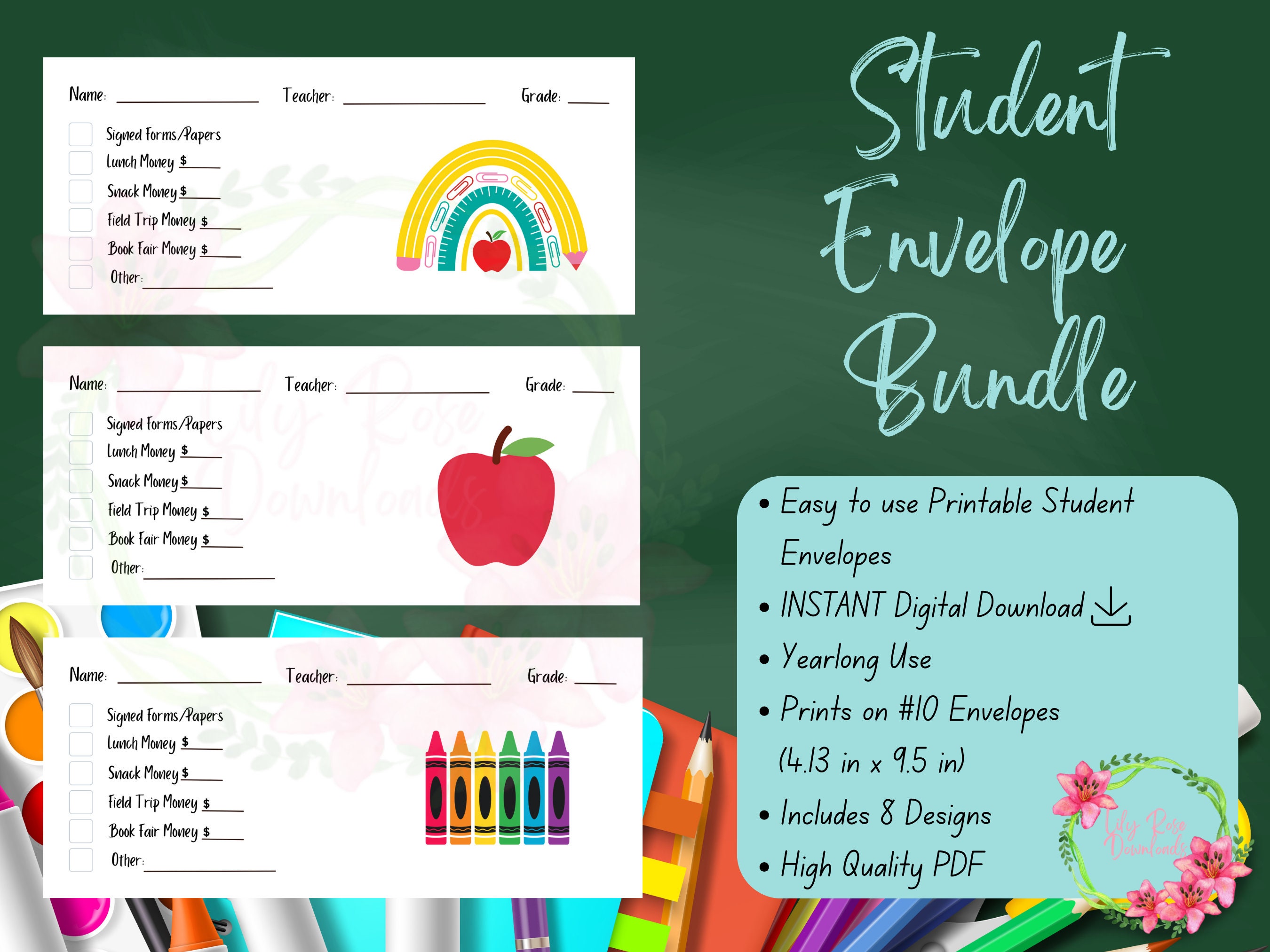 Student Envelopes for School/daycare, Instant Download, Printable ...