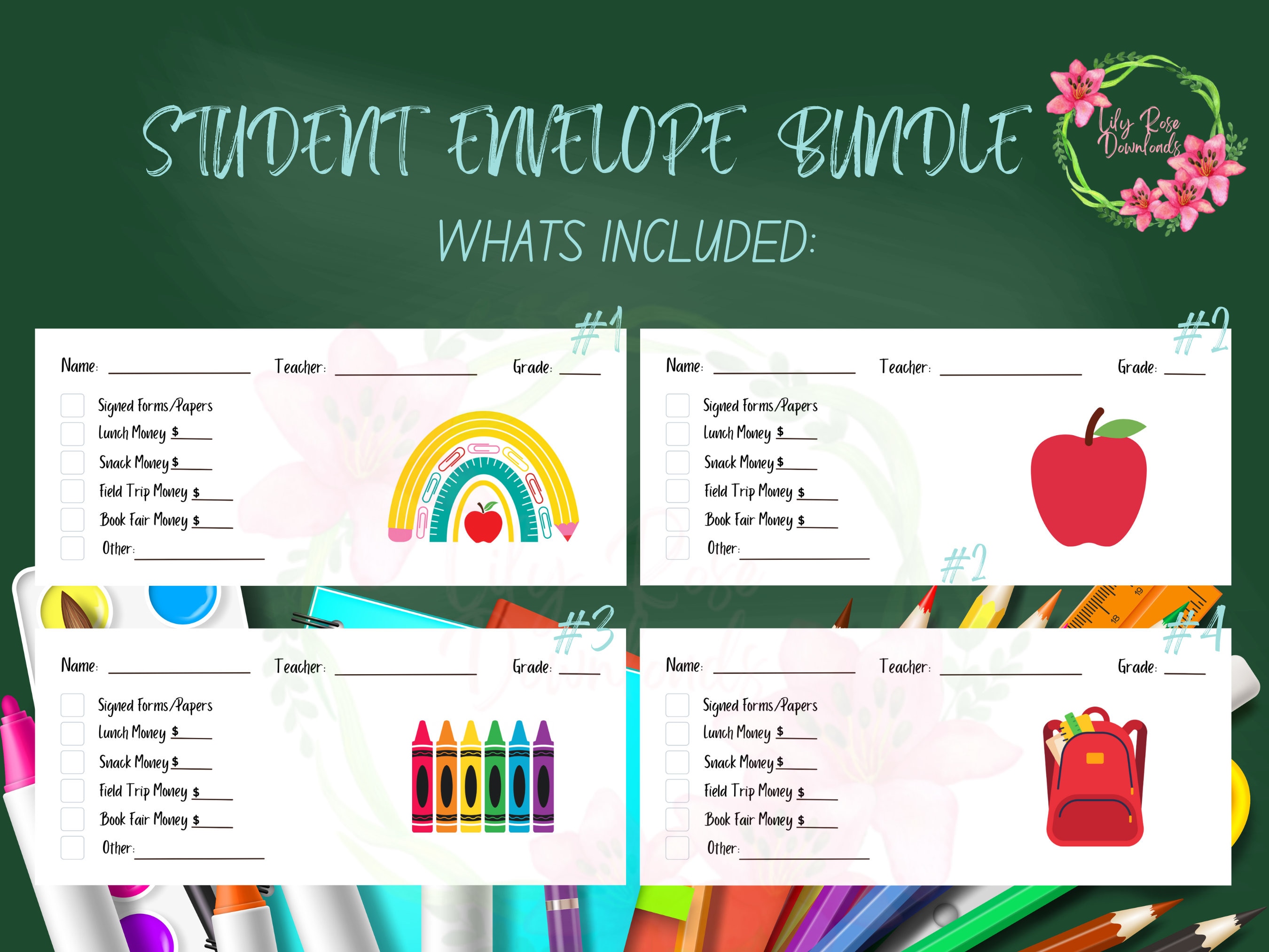 Student Envelopes for School/daycare, Instant Download, Printable ...