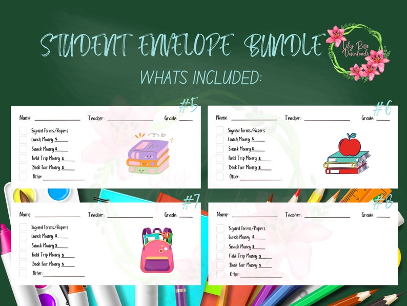 Student Envelopes for School/daycare, Instant Download, Printable ...