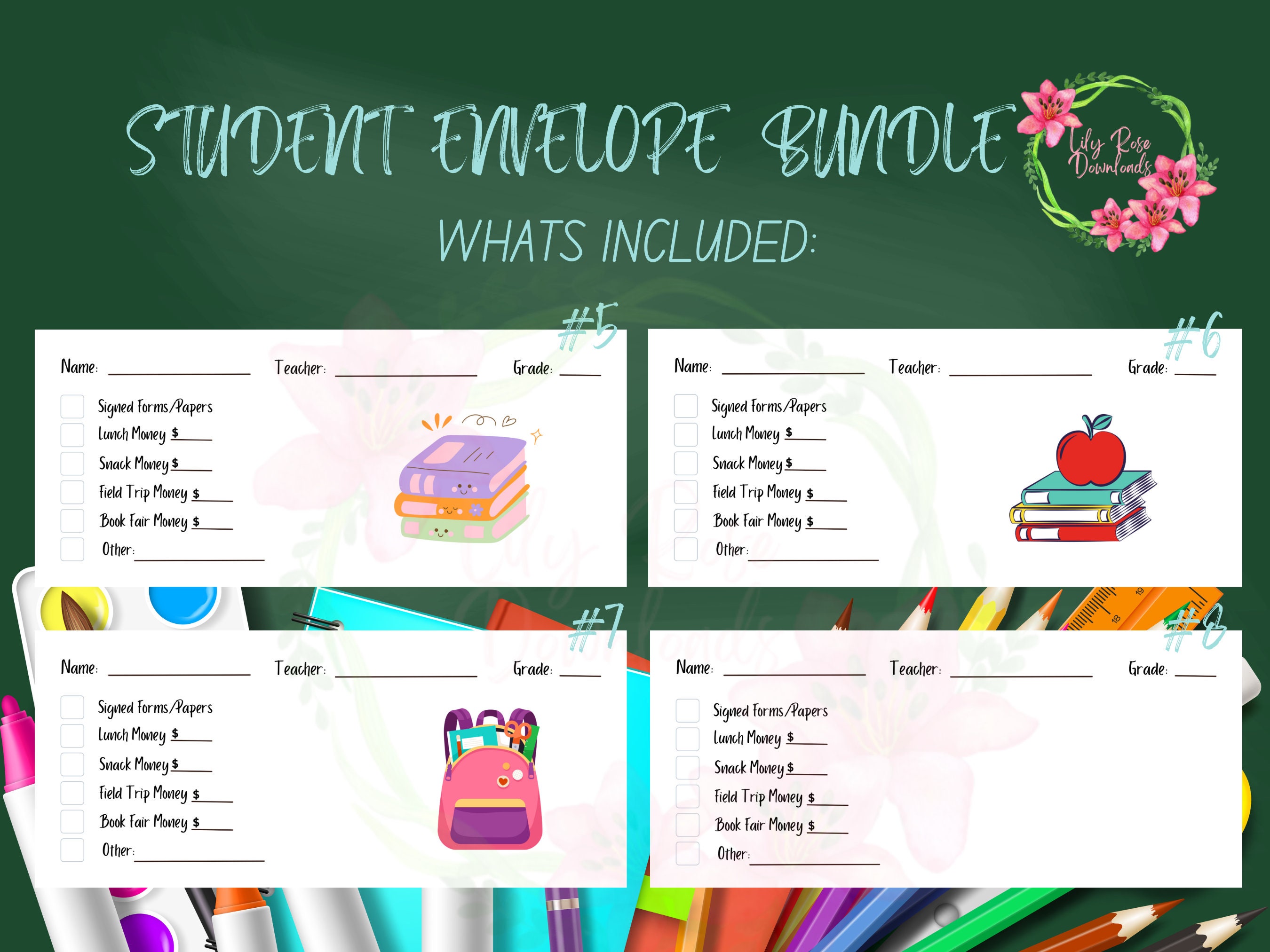 Student Envelopes for School/daycare, Instant Download, Printable ...