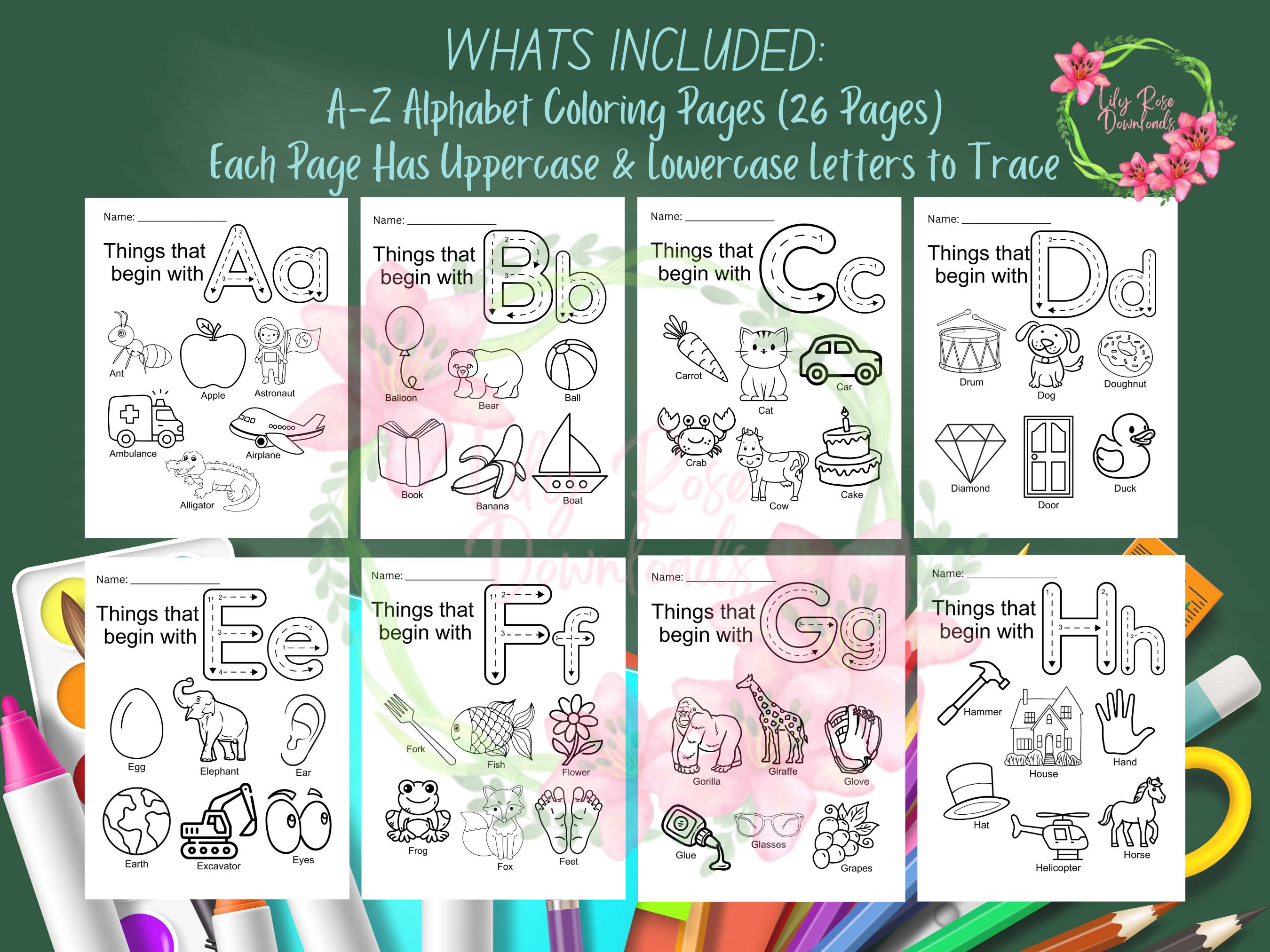 Alphabet Coloring Pages, Preschool Printables, A-Z Coloring Pages ...