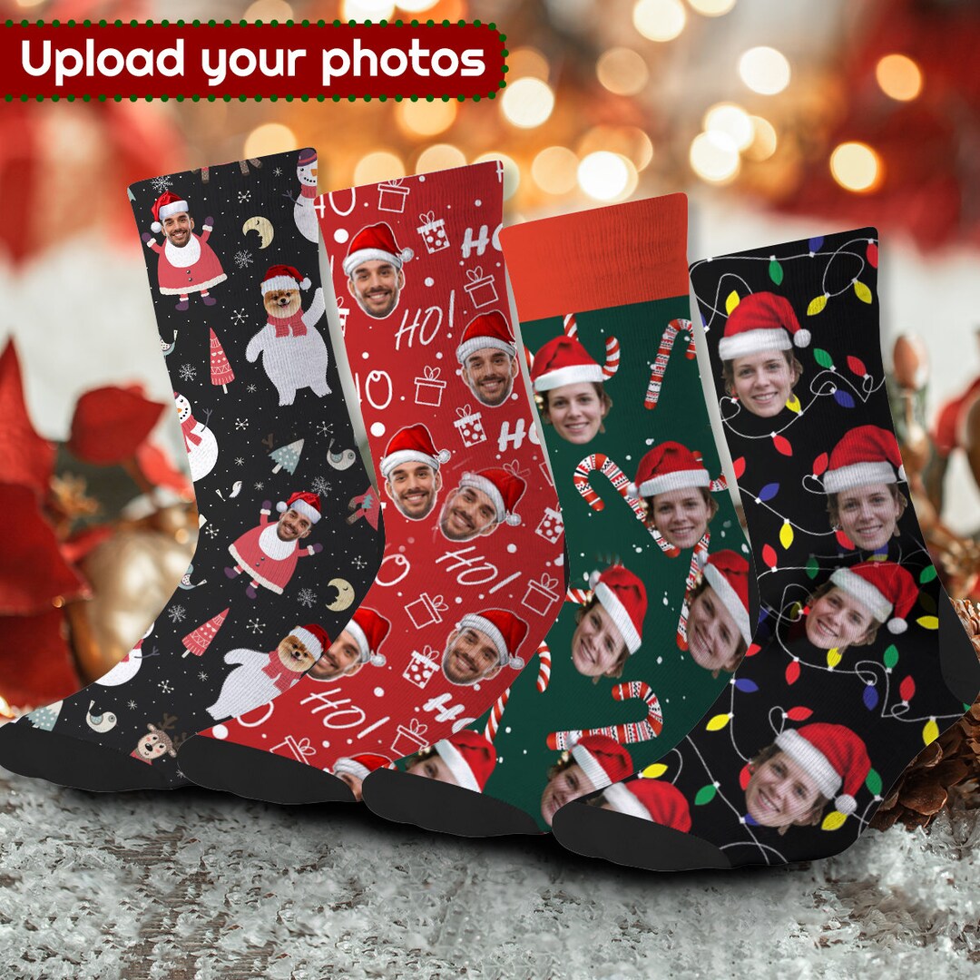 Custom Face Unisex Christmas Crew Socks Personalized Socks - Etsy