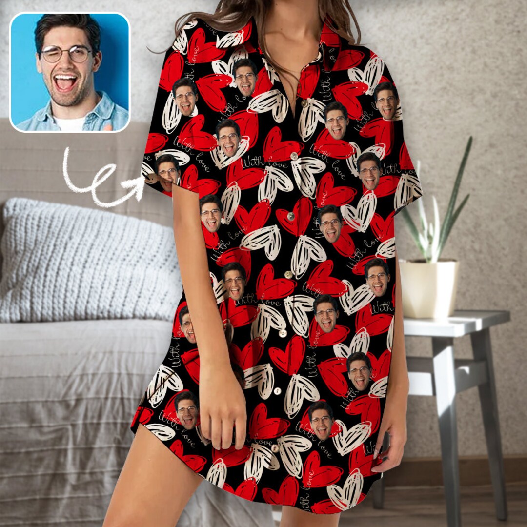 Custom Face Women Nightgown, Funny Photo Nightgown, Nightshirt With ...