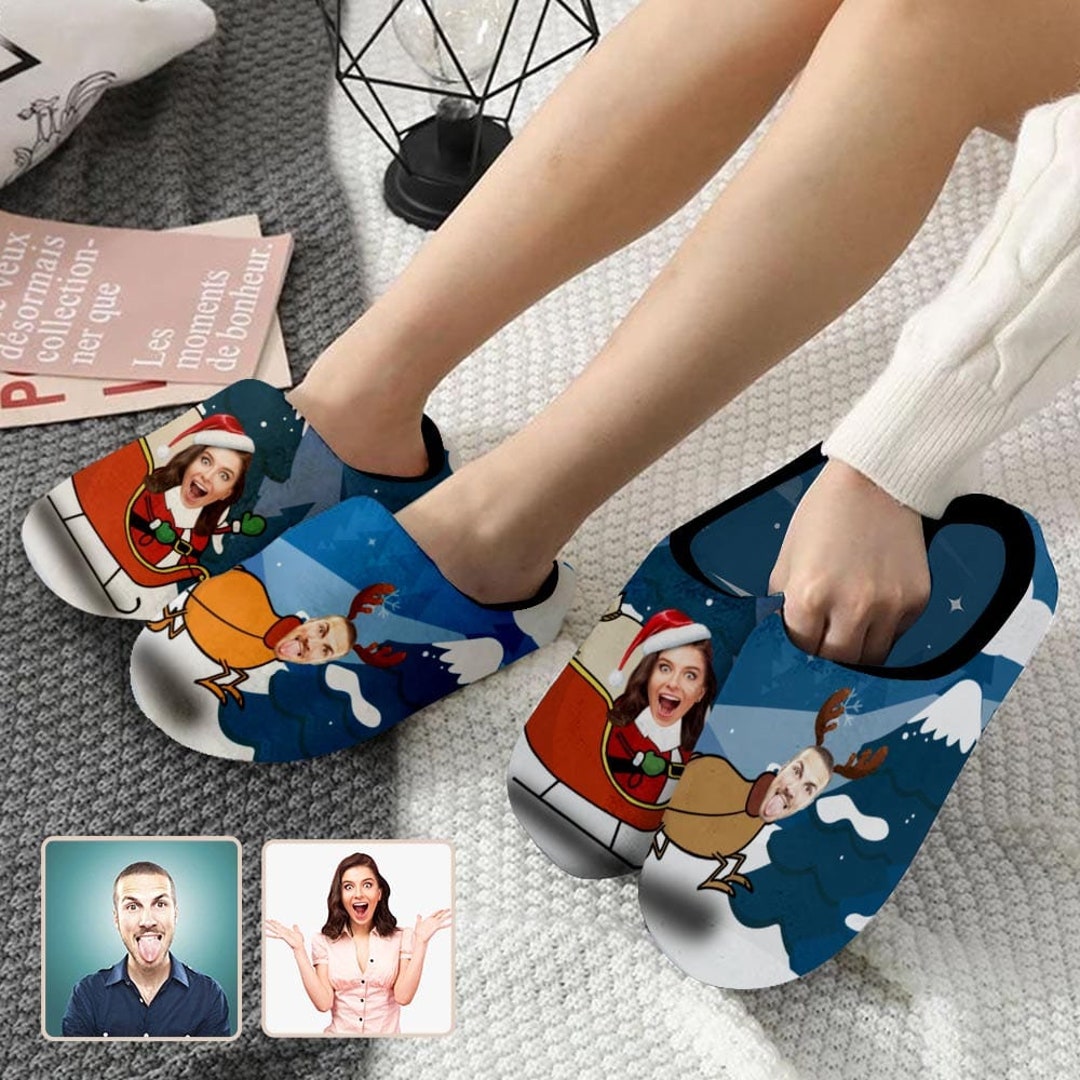 Custom Face Couple Matching Slippers, Personalized Face Slippers ...