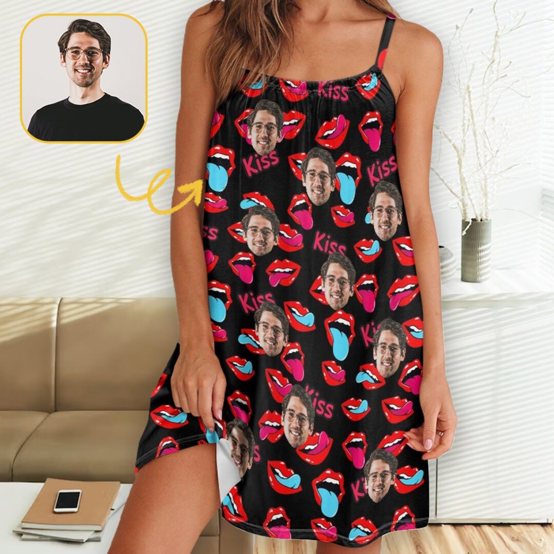 Custom Boyfriend Face Nightdress Face Sleeveless Nightgown - Etsy