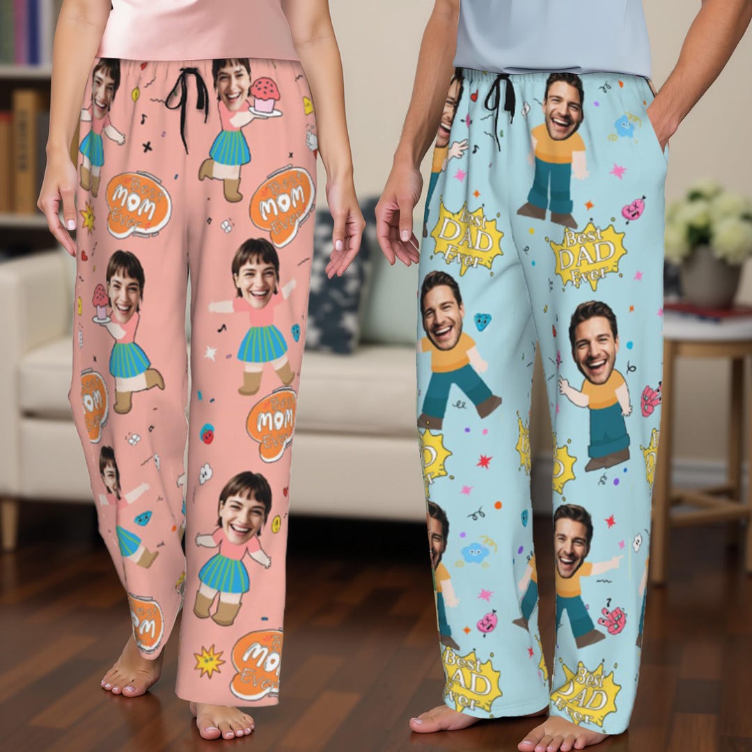 BEST DAD EVER Pajama Pants With Faces,custom Face Pajama Pants, Father ...