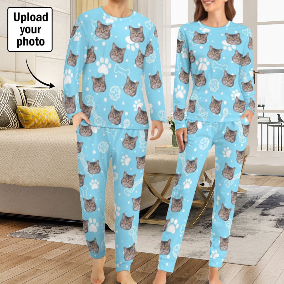 Personalized Pet Face Couple Matching Pajama Sets Custom - Etsy