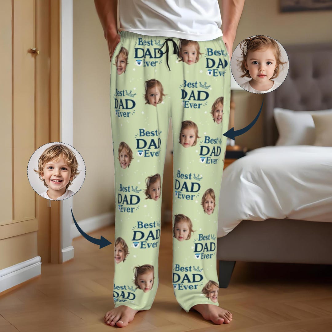 BEST DAD EVER Pajama Pants With Baby Face, Father's Day Gifts for Dad ...