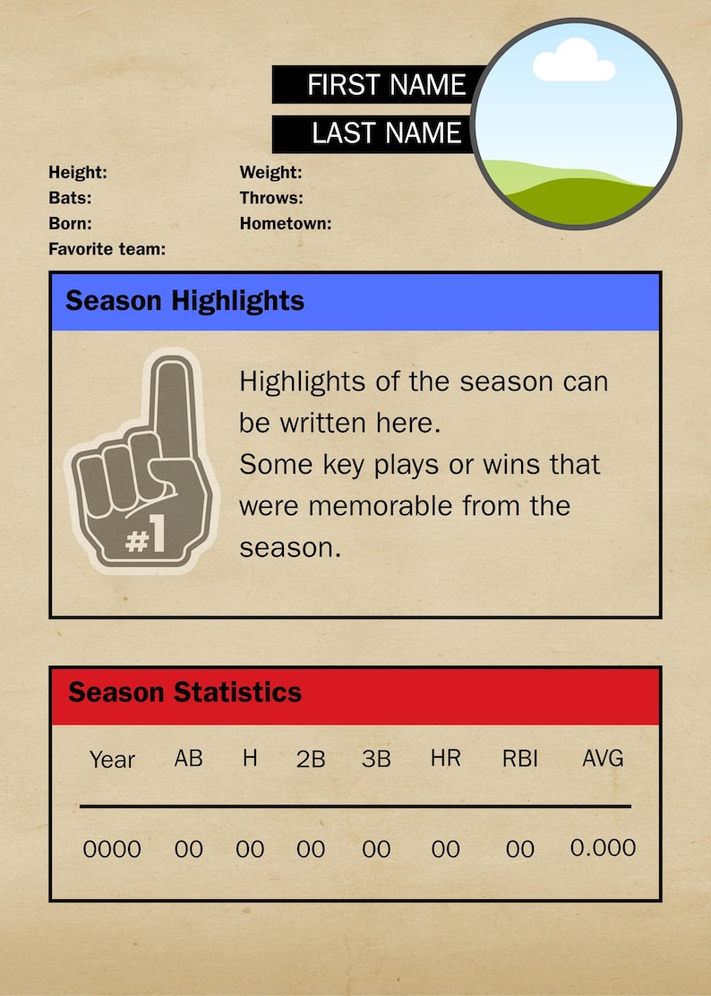 Editable Vintage Baseball Card Canva Templates – Custom Trading Card ...