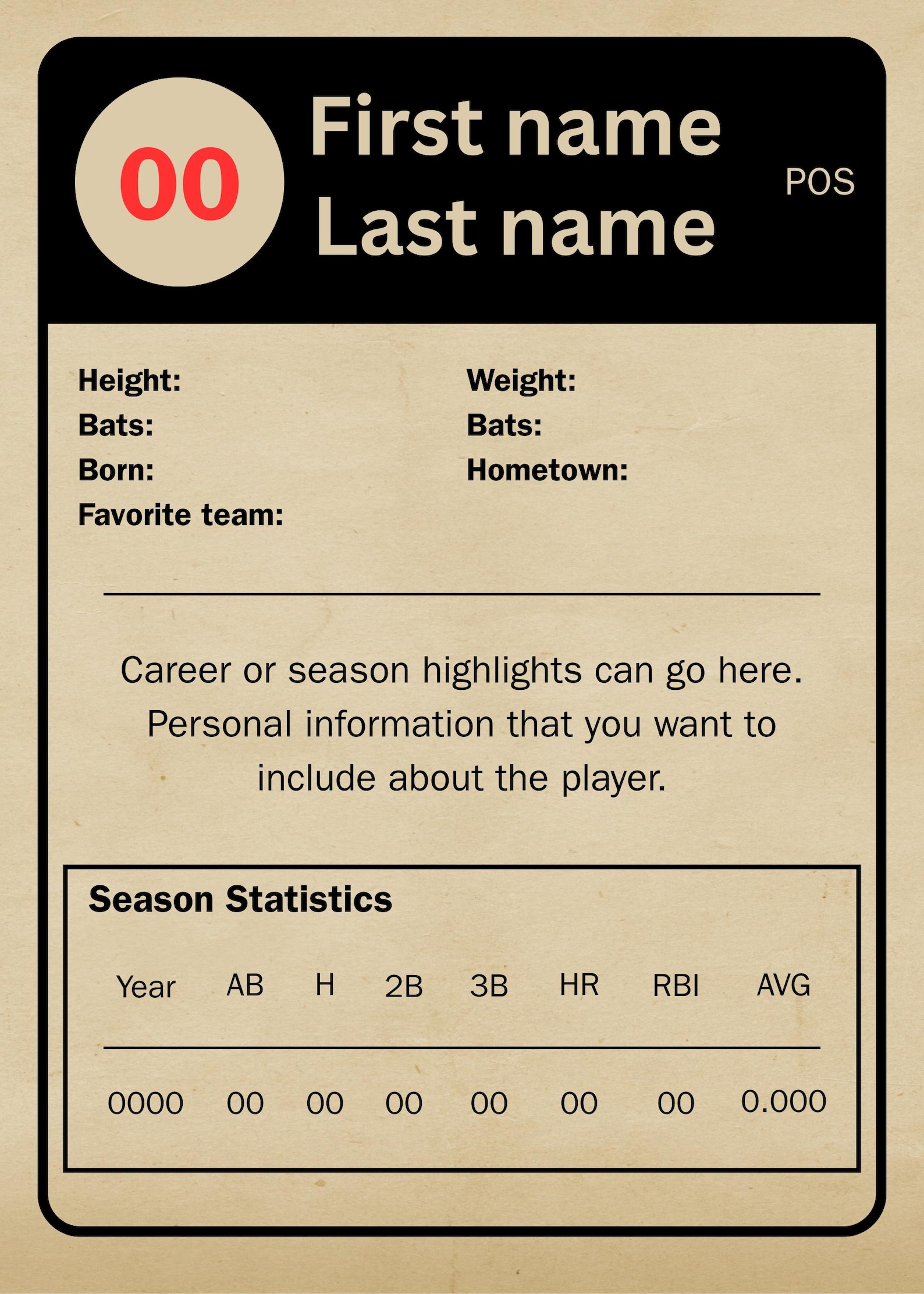 Editable Vintage Baseball Card Canva Templates – Custom Trading Card ...