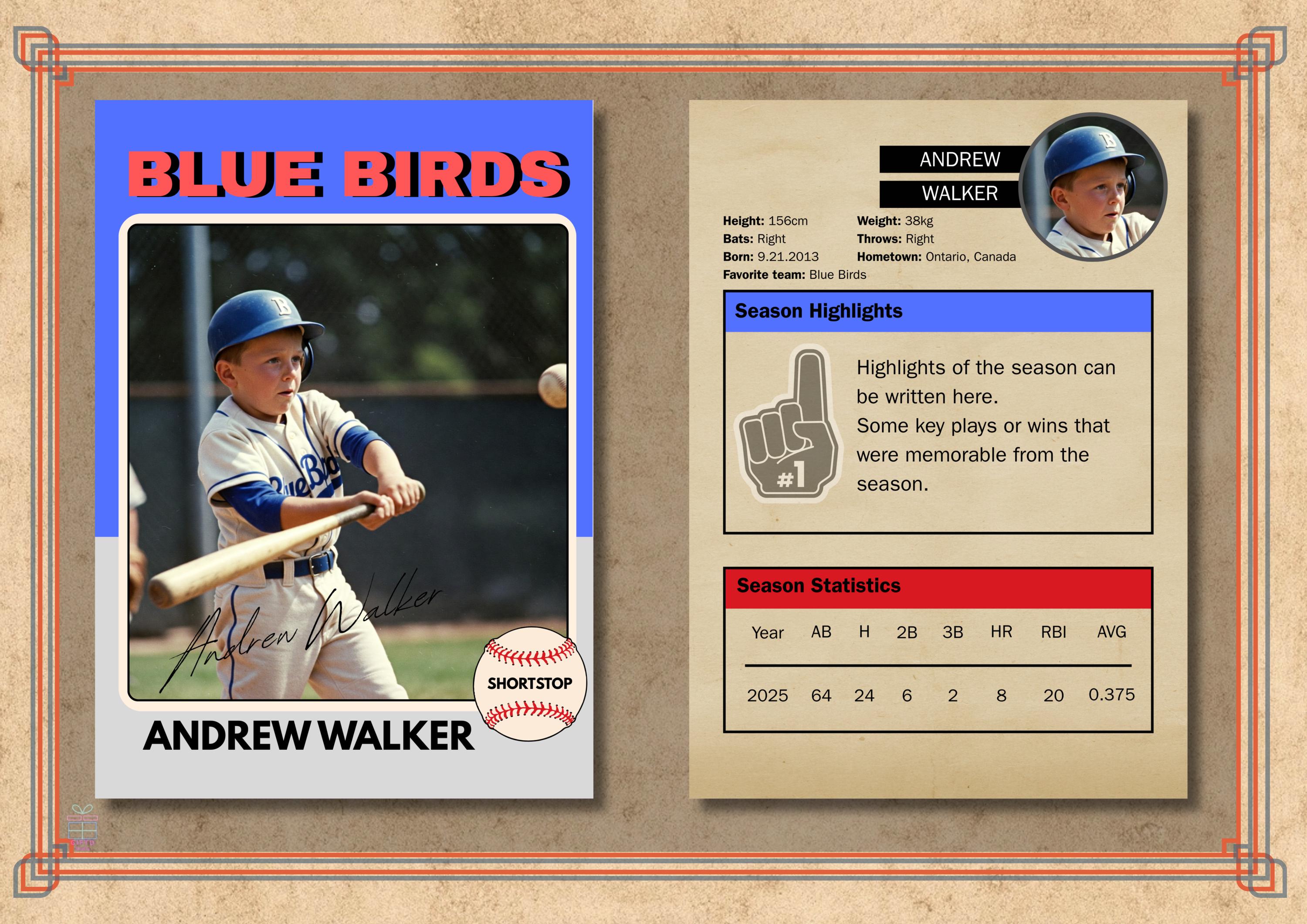 Editable Vintage Baseball Card Canva Templates – Custom Trading Card ...