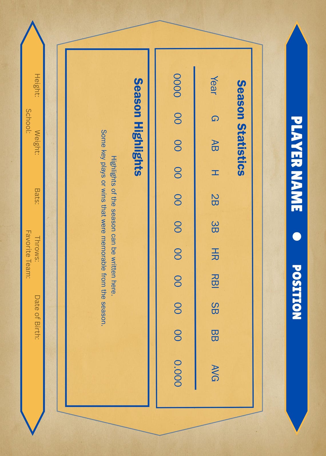 Editable Vintage Baseball Card Canva Templates – Custom Trading Card ...