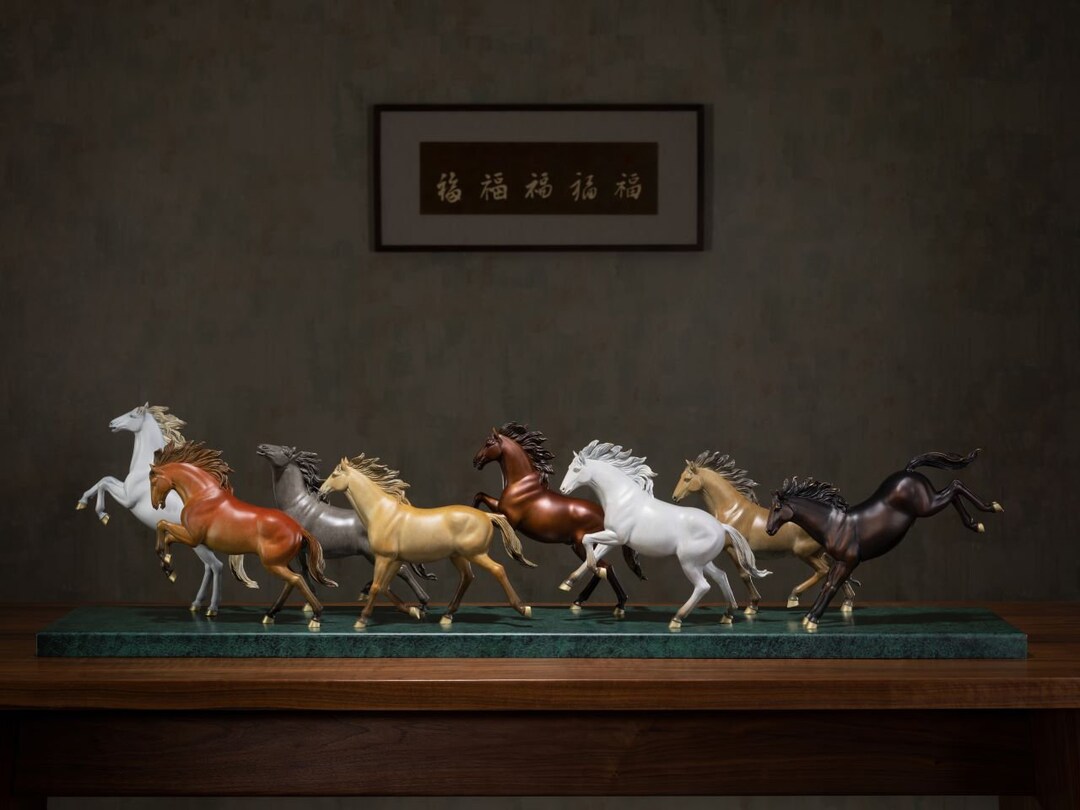 Colored Copper Running Horses Sculpture running Horses Desktop ...