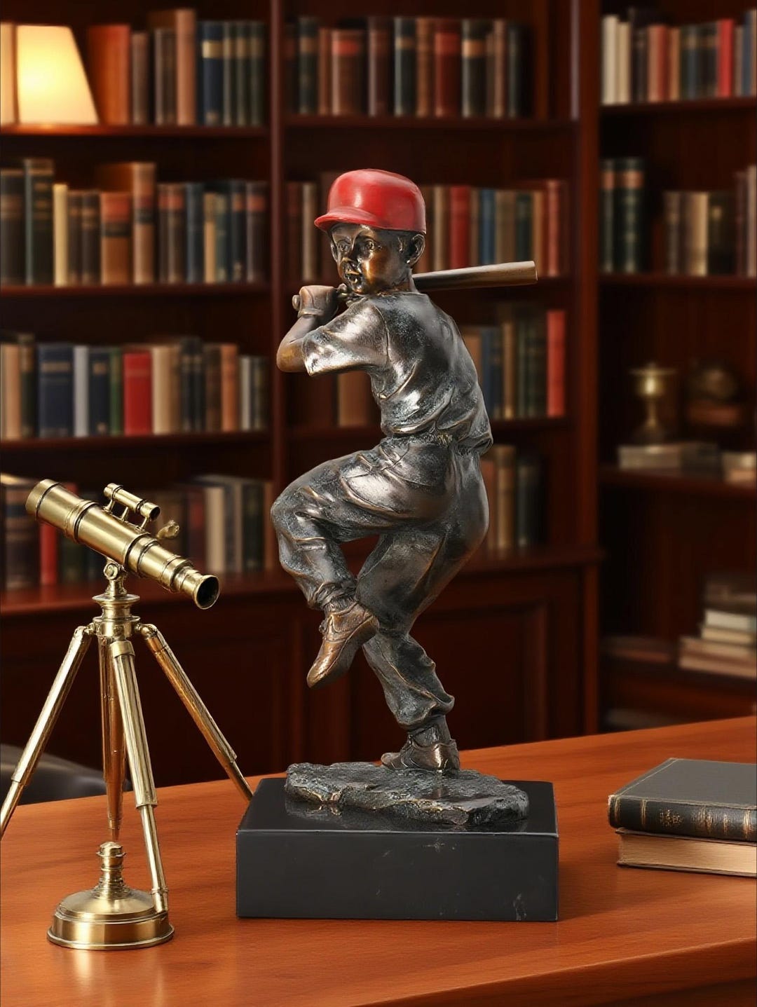 Bronze Baseball Player Sculpture: Italian Art Deco Statue on Marble ...