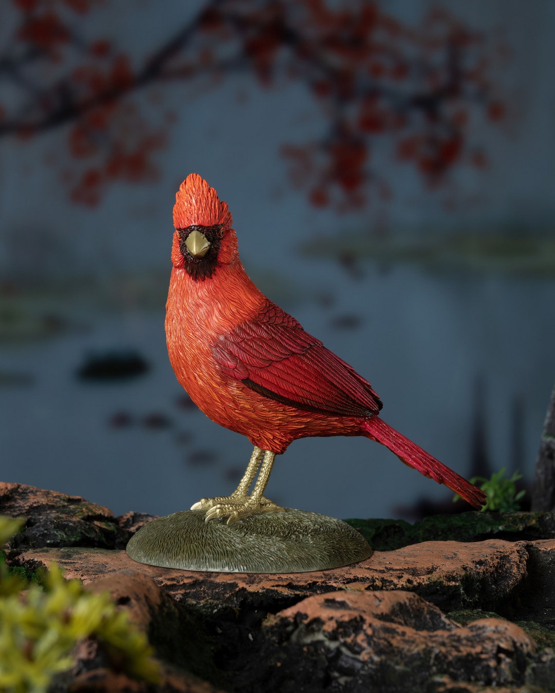 Colored Brass Sculpture northern Cardinal Desktop Decor, Home Decor ...