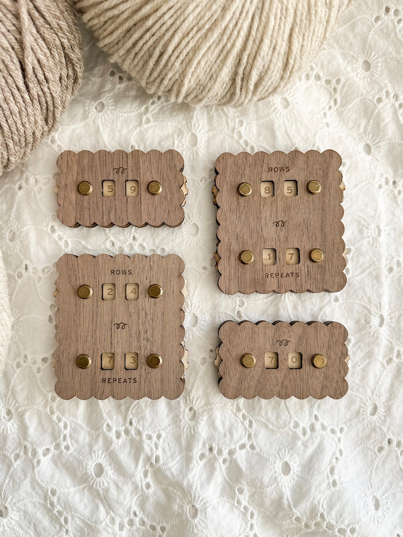 Row Counters for Knitting and Crochet - Walnut / Maple Wood - Made in ...
