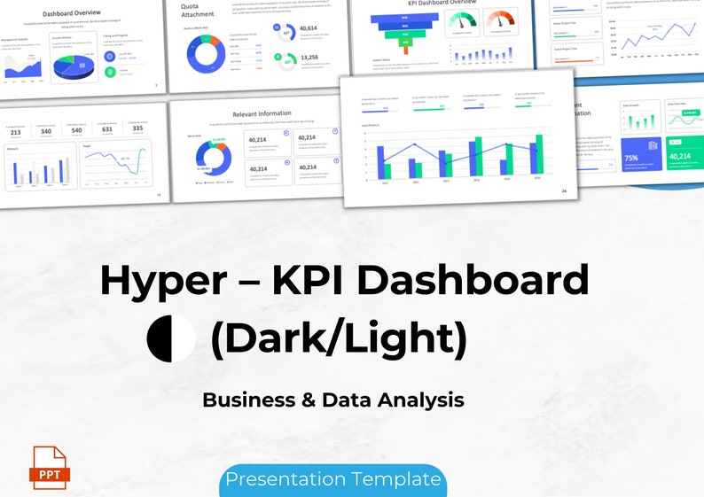 KPI Dashboard (light&dark) | Business Data Analysis | Data ...