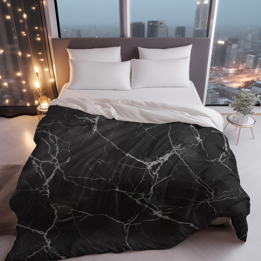 Black Marble Comforter Porcelain Bedding Granite Black Comforter Marble ...