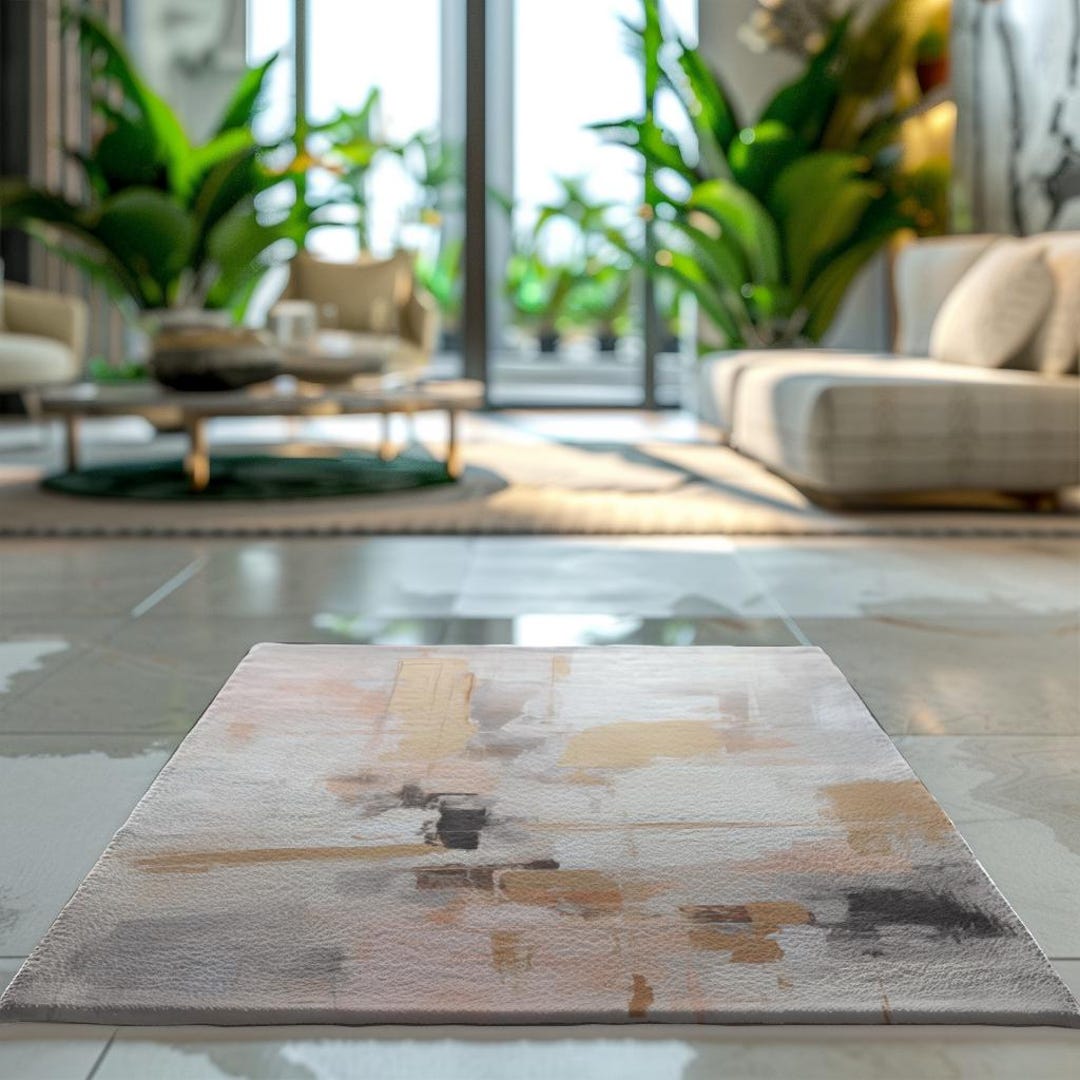 Pink Abstract Area Rug Painting Style Area Rug Modern Art Design Area ...