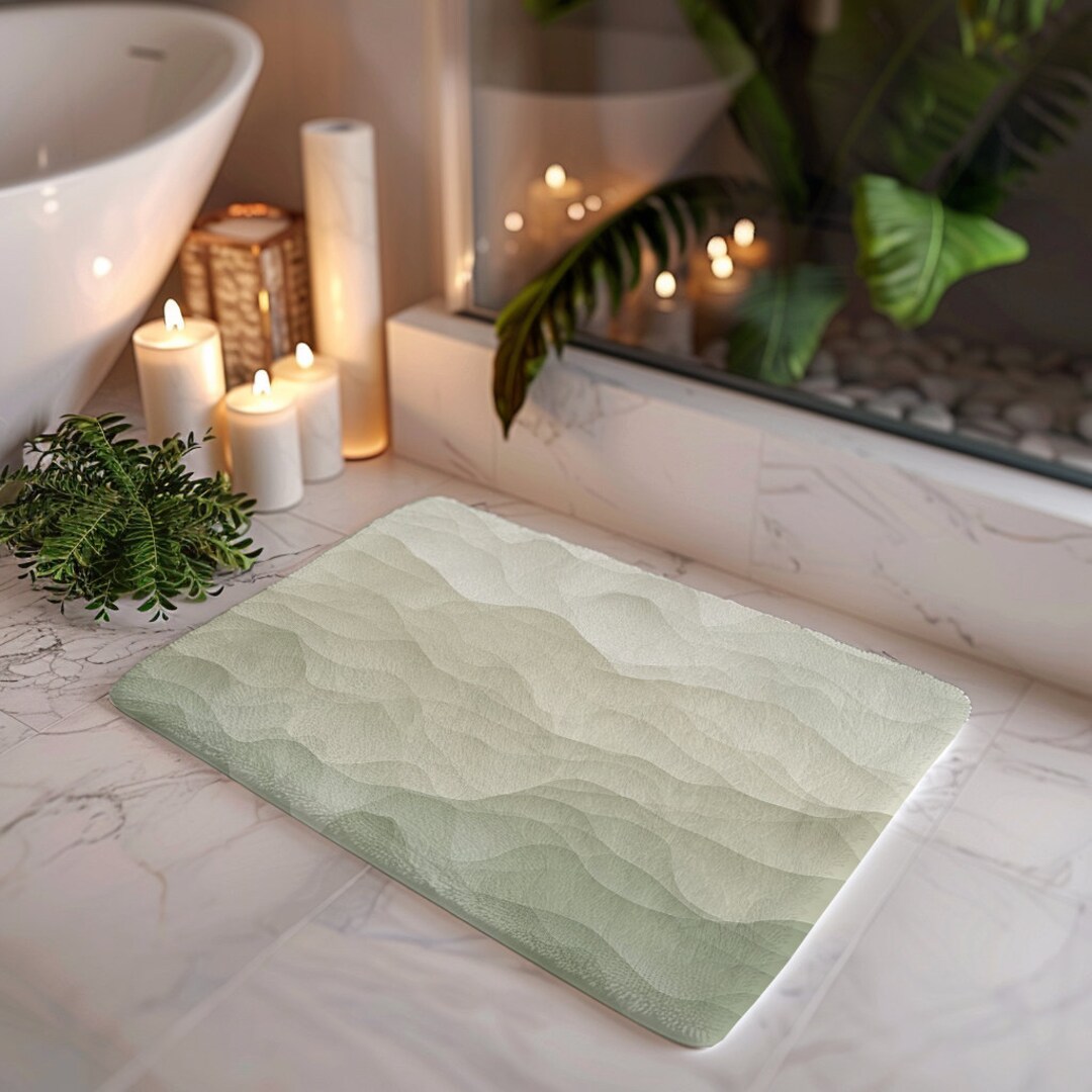 Green Ombre Design Bath Mat Green Shaded Bath Mat Boho Green Boho Style ...