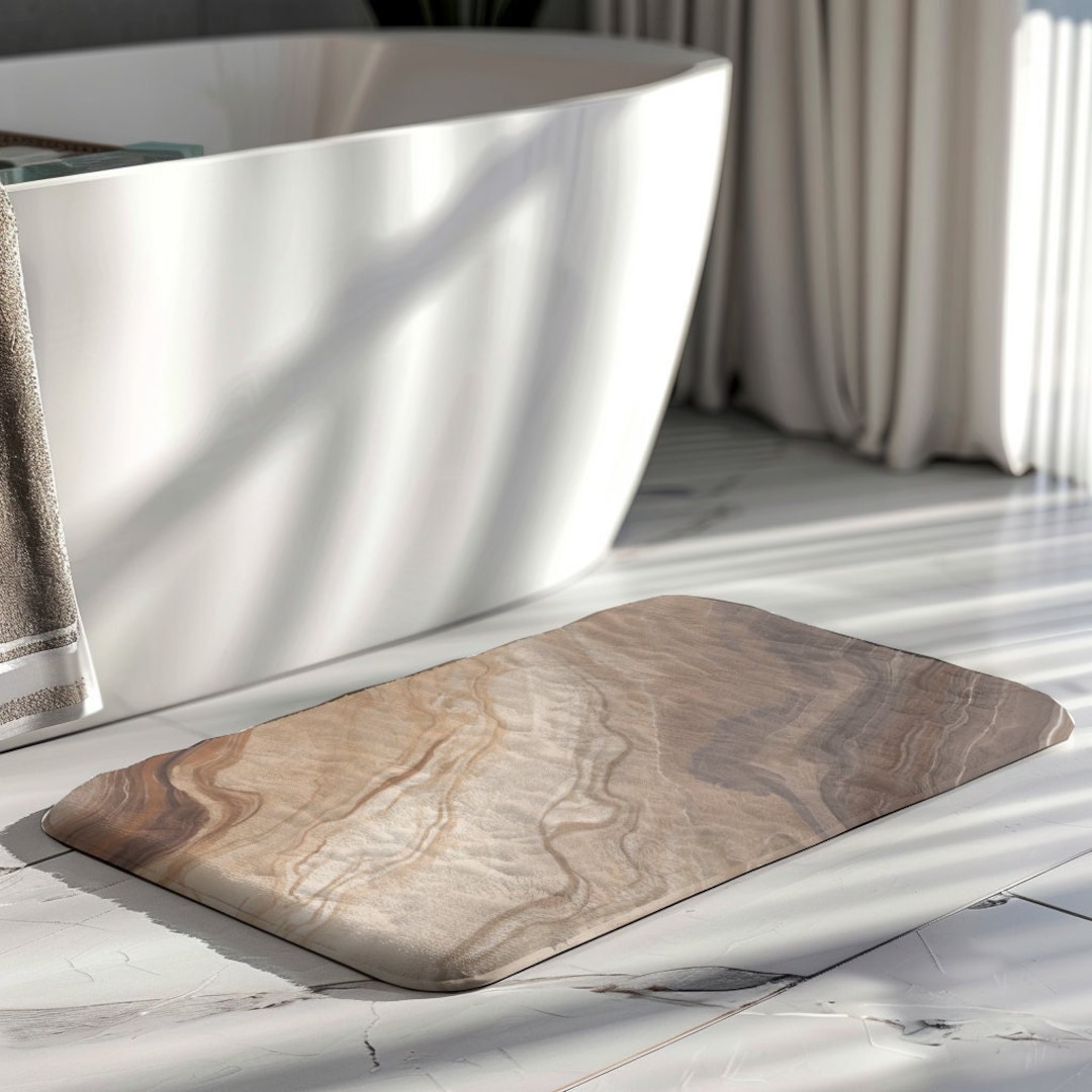 Quartz Bath Mat Rock Layers Bath Mat Marble Boho Chic for Bathtub ...
