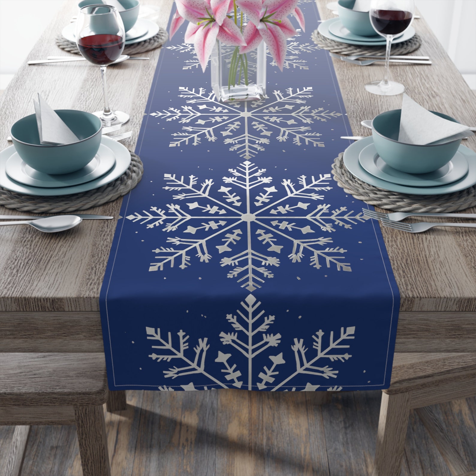 Christmas Table Runner Snow Table Runner for Christmas Table Winter ...