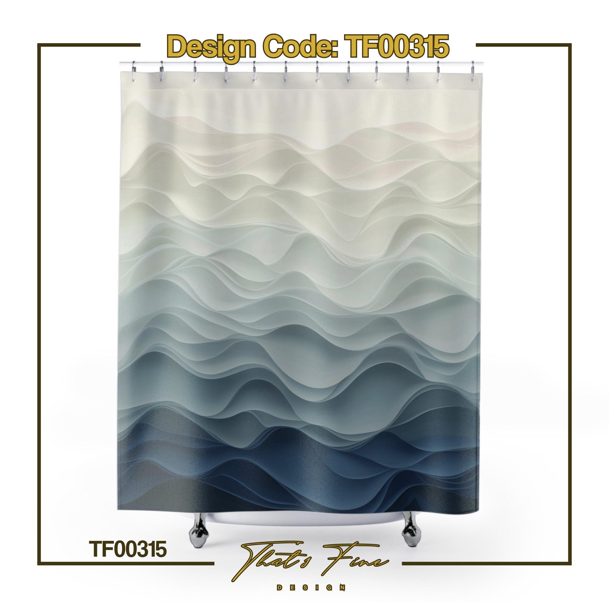 Blue Waves Ombre Design Shower Curtain Blue Sea Shower Curtain Boho ...