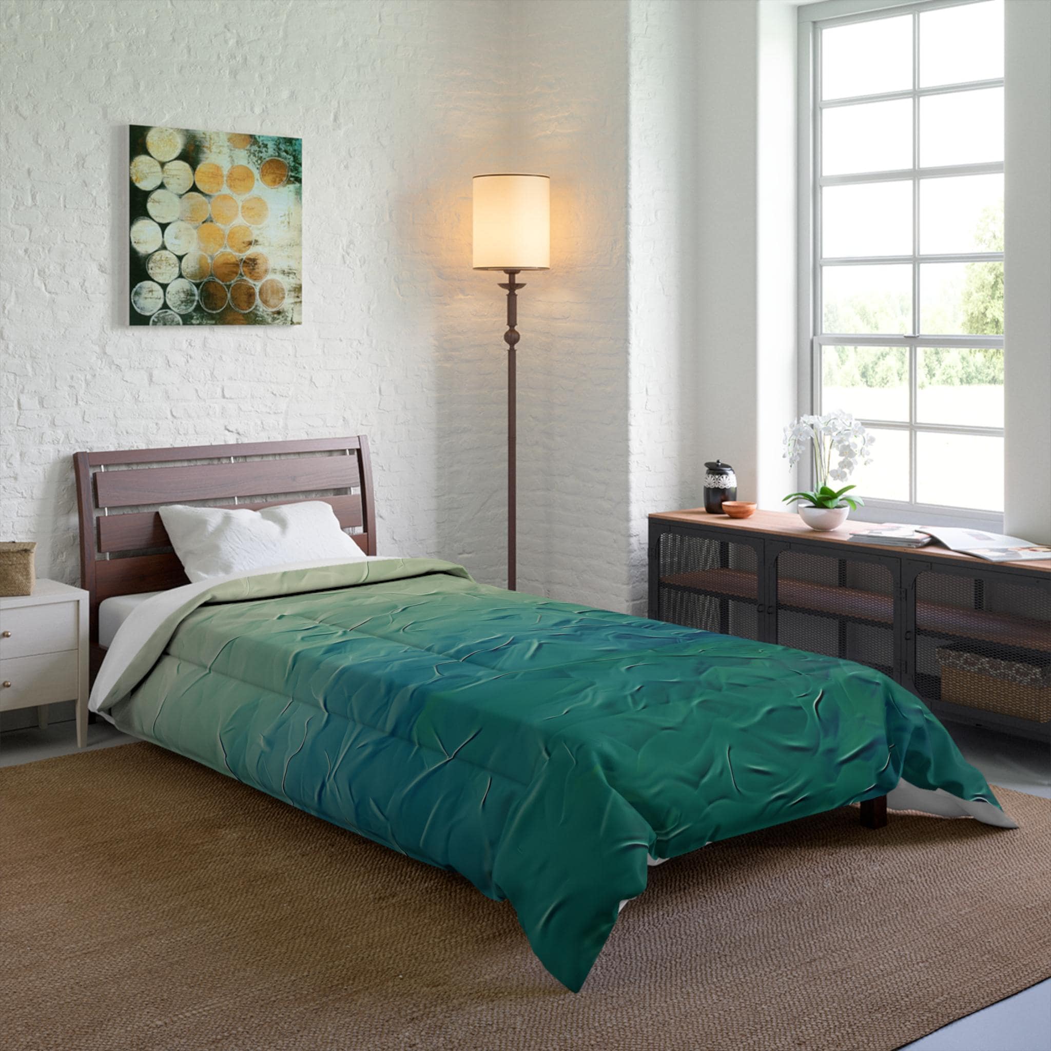 Green Ombre Comforter Glam Shaded Bedding Green Blue Shaded Comforter ...