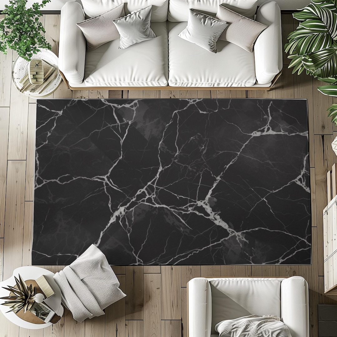 Black Marble Area Rug Marble Design Black Area Rug Porcelain Rug for ...