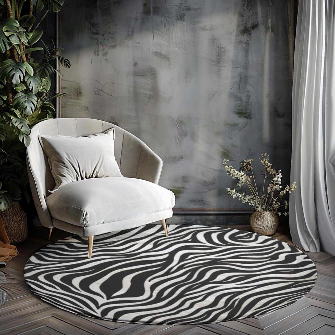 Zebra Stripes Round Rug Animal Print Round Rug Animal Rug for Dining ...